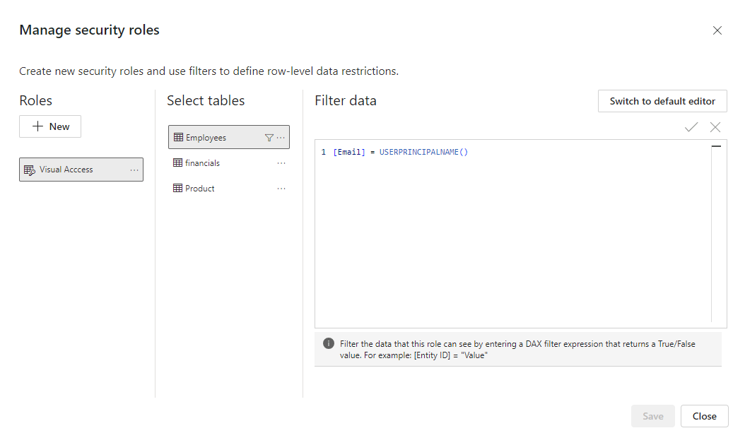Implement visual-level security in Power BI with row level security ...
